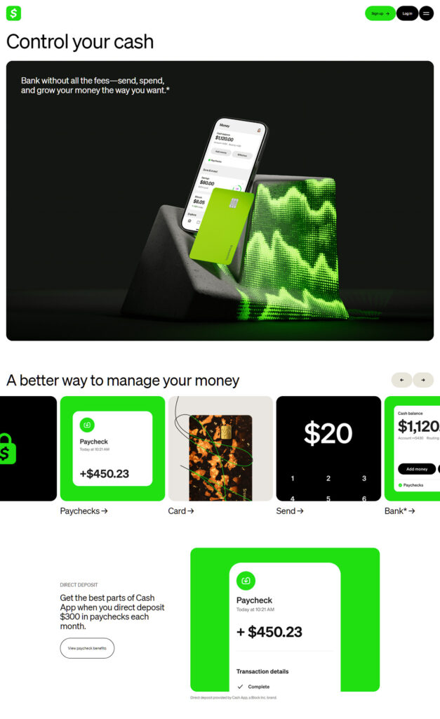 Cash App | Web Design Clip [L] LP・ランディングページのクリップ集